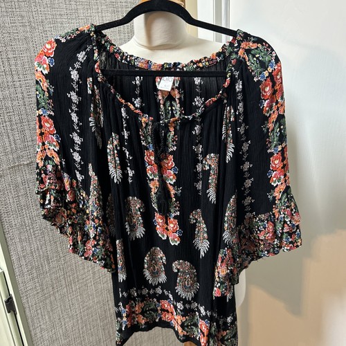 BILA Women's Blouse Top Bohemian Multicolor 100% Rayon Large | eBay