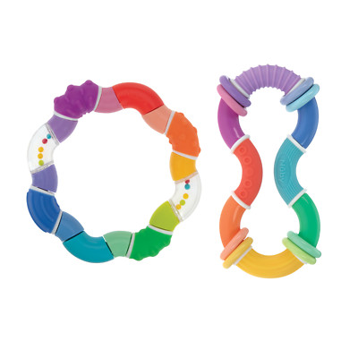 Nuby Rattle Teether Toy - Colorful & Fun - Developmental Toy - Textured ...