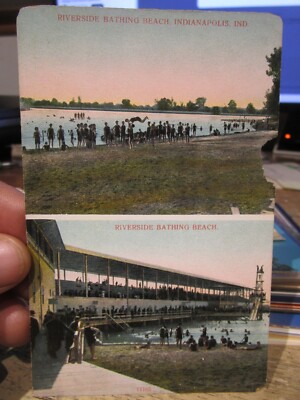 K9 Old INDIANA Postcard Indianapolis Riverside Bathing Beach Bleachers ...