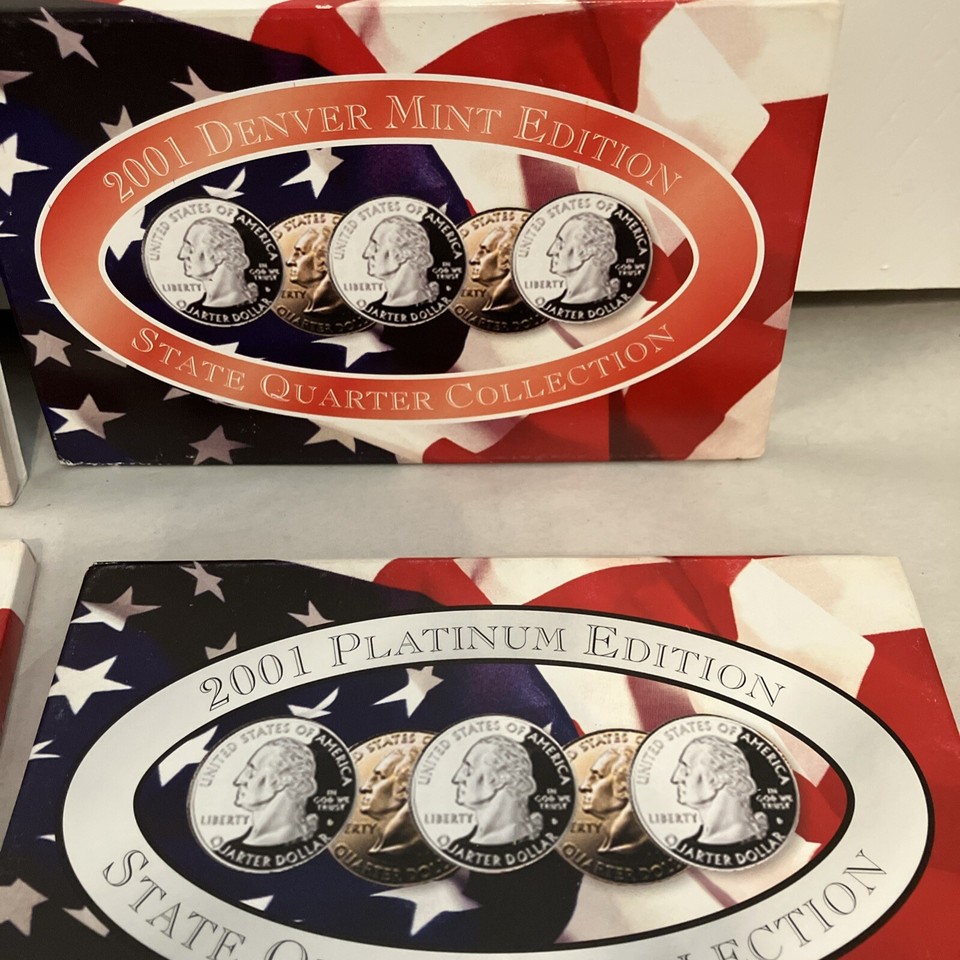 2001 State Quarter Collection Sets Philadelphia,Denver,Platinum & Gold ...