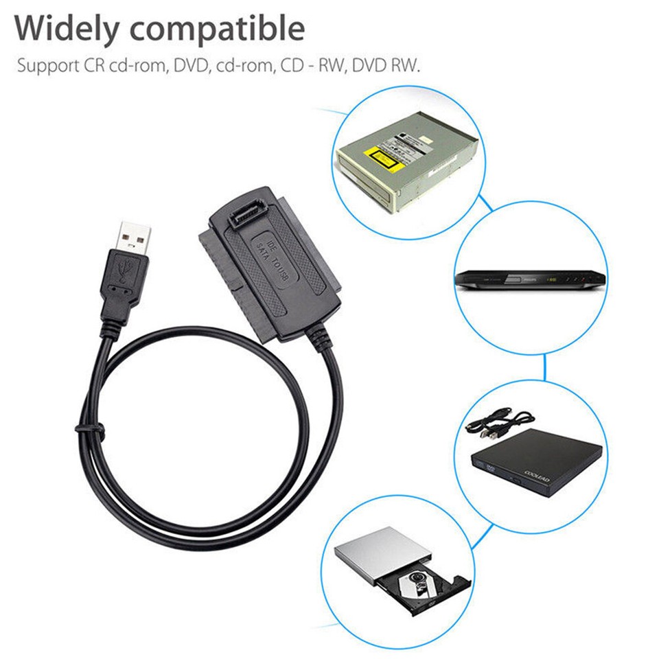 USB 2.0 to SATA PATA IDE Hard Drive Adapter Cable Kit with UK Power ...