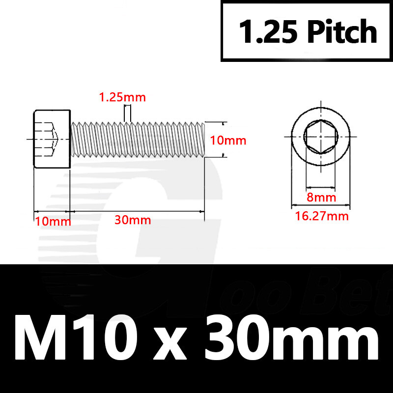 M10x1 M10x1.25 Fine Thread Socket Cap Screws Bolts 304 Stainless Steel ...