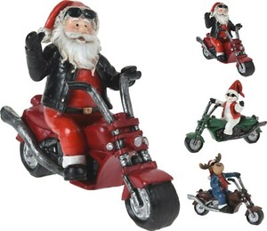 Christmas Decoration Figurine Santa Snowman Reindeer On Motorbike ...