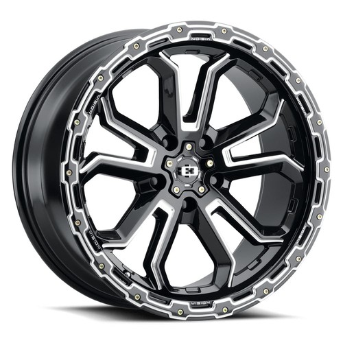 20x10 Vision 405 Korupt 5x5/5x127 -25 Black Milled Wheels Rims Set(4 ...