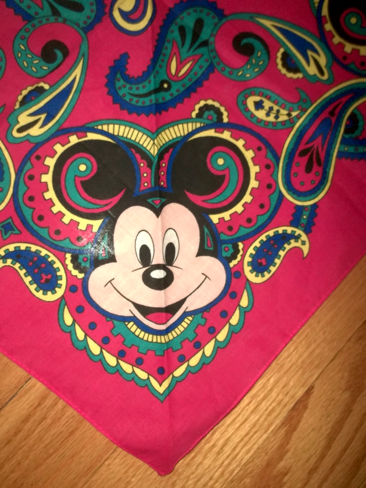 Vintage Disney MickeyMouse Bandana Handkerchief Scarf USA 80s *NWOTS ...