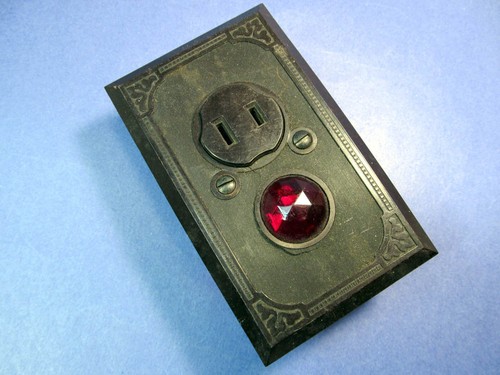 Antique Porcelain Wall Outlet with Red Ruby Glass Jewel Pilot Light | eBay