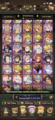 Seven Deadly Sins (7DS) GRAND CROSS GLOBAL Whale endgame Pro account 6 ...