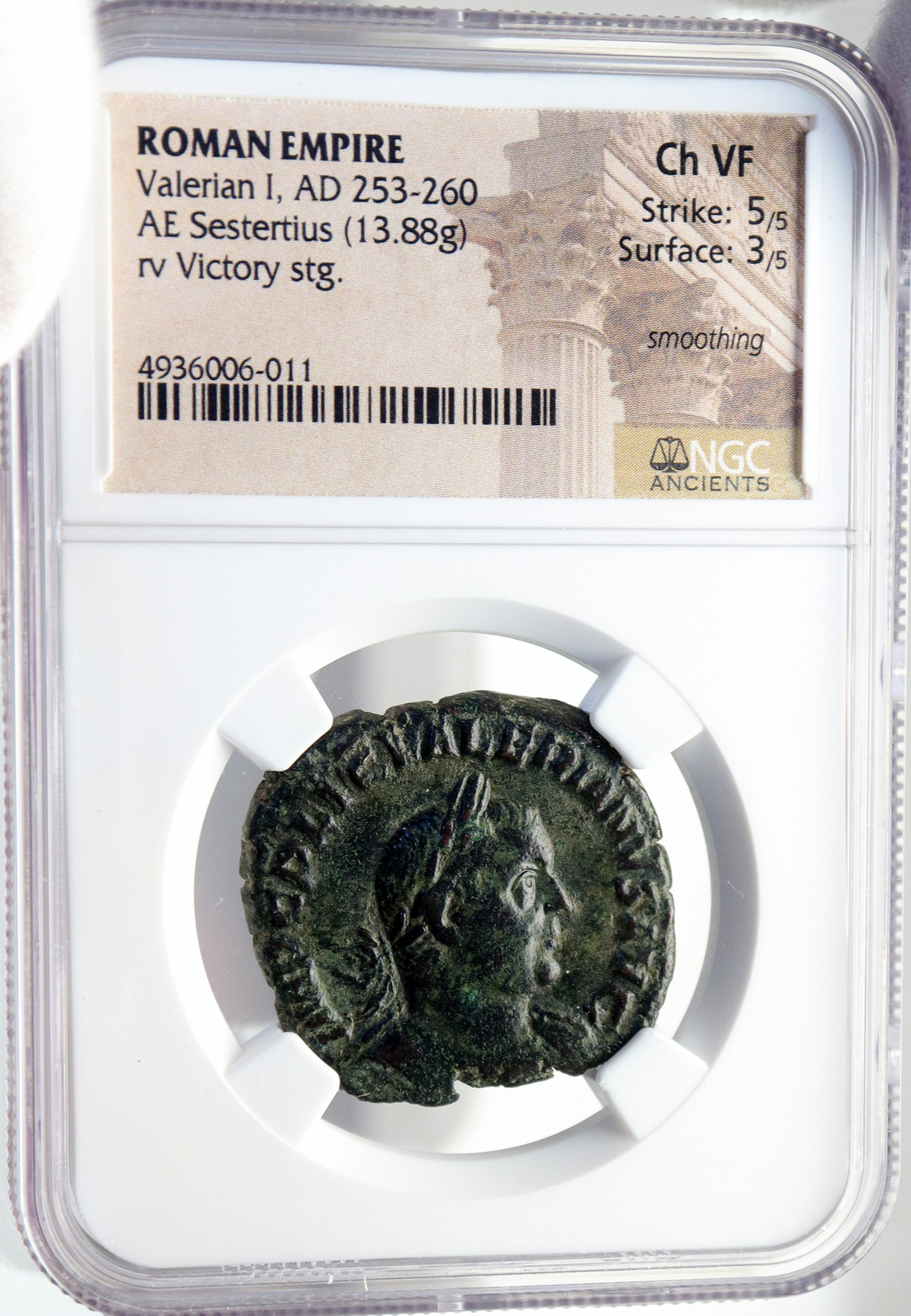 VALERIAN I Authentic Ancient Sestertius Ancient Roman Coin VICTORY NGC ...