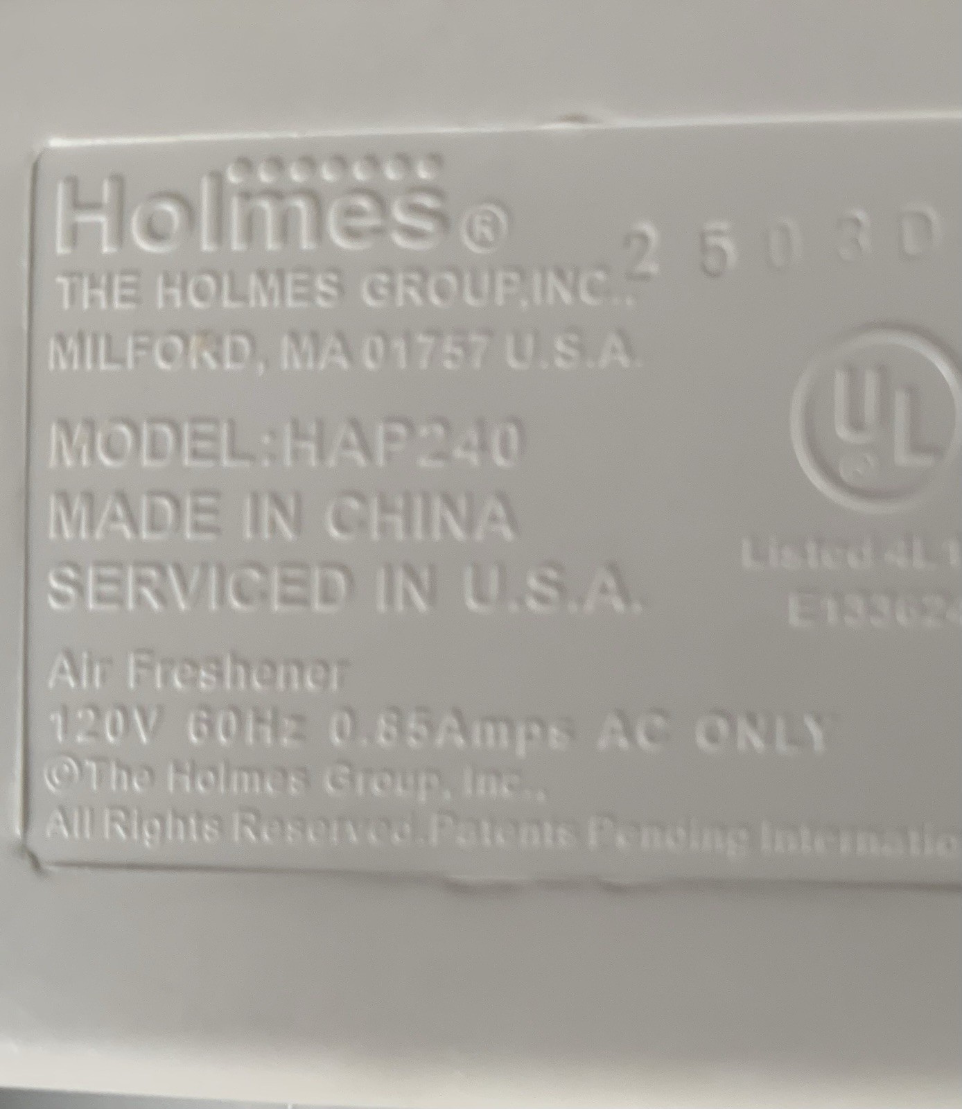 Working Holmes Air Purifier Ionizer Model HAP240 for sale online | eBay