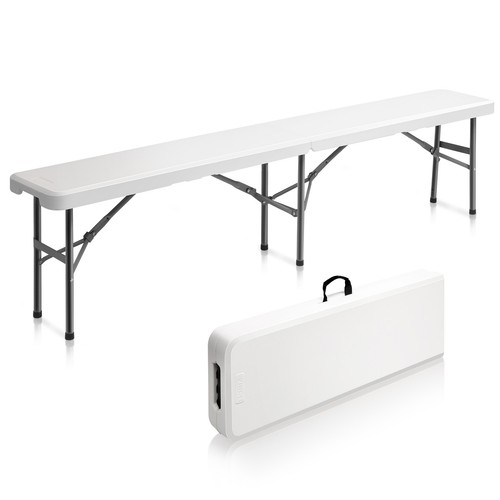 2 Piece In/Outdoor Patio 6 FT Portable Folding Plastic White Bench ...