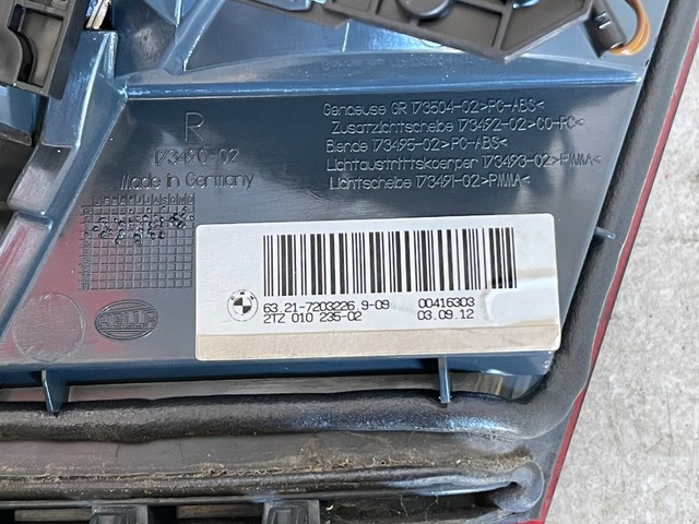 BMW 5 Series F10 Rear Tail Light in Trunk Left Side Genuine OEM ...