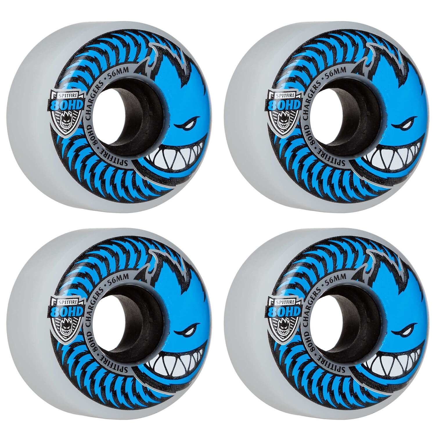 Spitfire Skateboard Wheels 56mm 80HD Conical Full Clear with Bones Reds ...