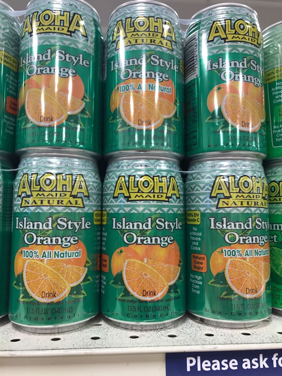 ALOHA MAID Natural Island Style Orange Fruit Drink (Two 6 Pack of 11.5 ...