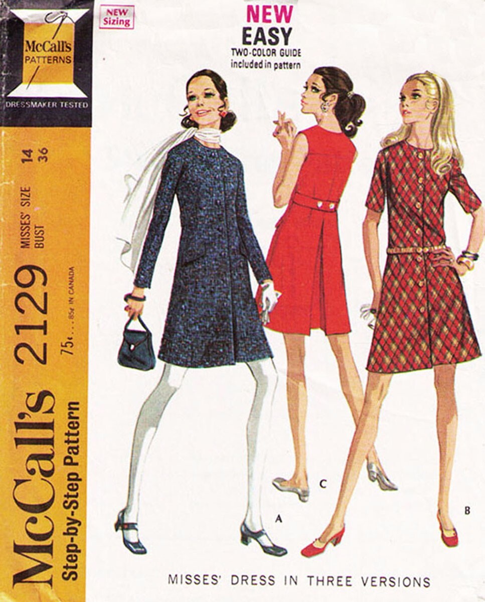 Misses' COAT DRESS Vintage 1969 McCall's Pattern 2129 Size 14 | eBay
