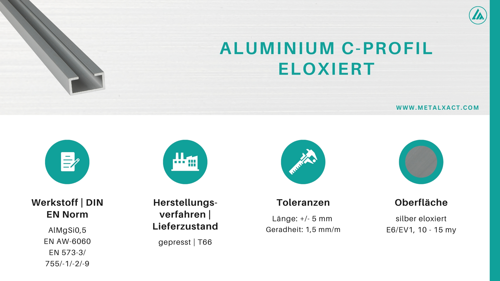 Alu C-Profil 3,5-6m ELOXIERT Aluminium Laufschiene Profil Schiene M6,M8 ...