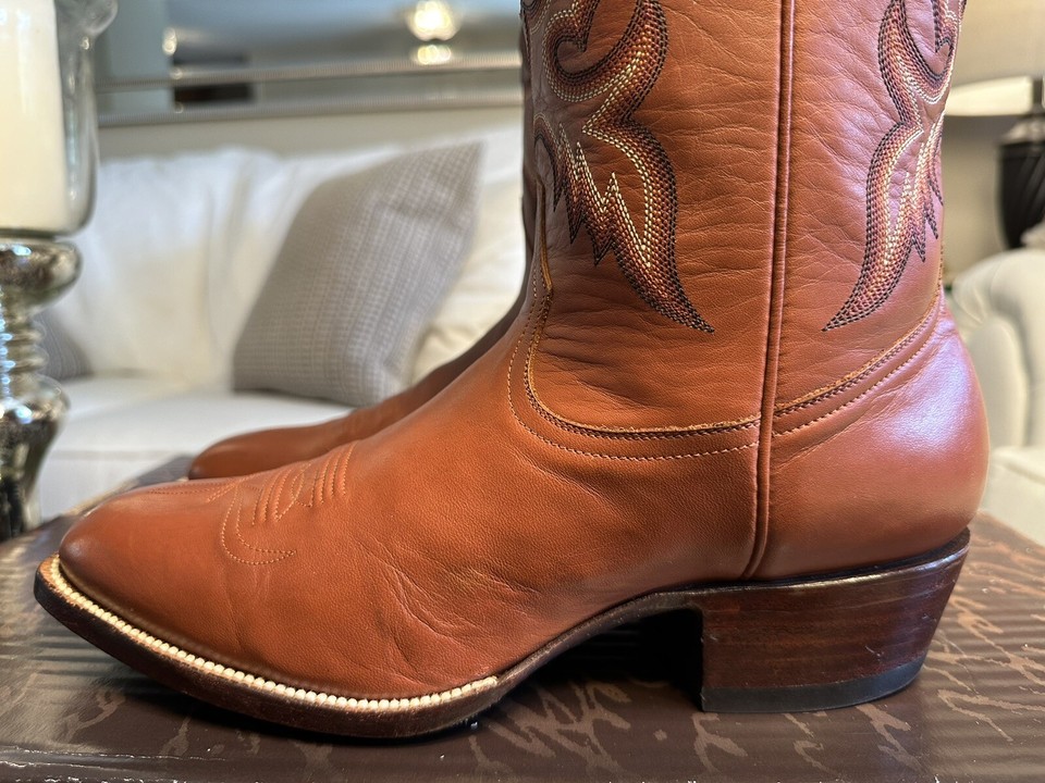 Heritage Boot Company Men's London Tan Longhorn Inlay French Toe Boots ...