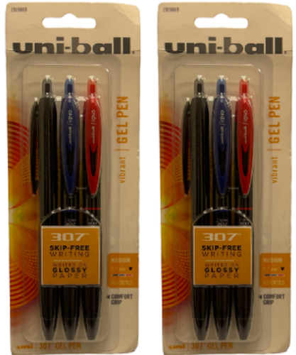 uni-ball 307 Gel Pen Sets, 2 Sets of 3 pcs/set , Assorted Colors ...