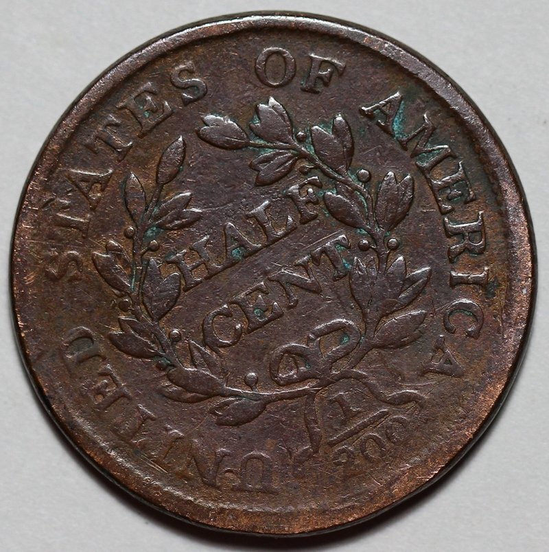 1804 Draped Bust Half Cent - Plain 4/Stemless - Damage - US 1/2c Copper ...