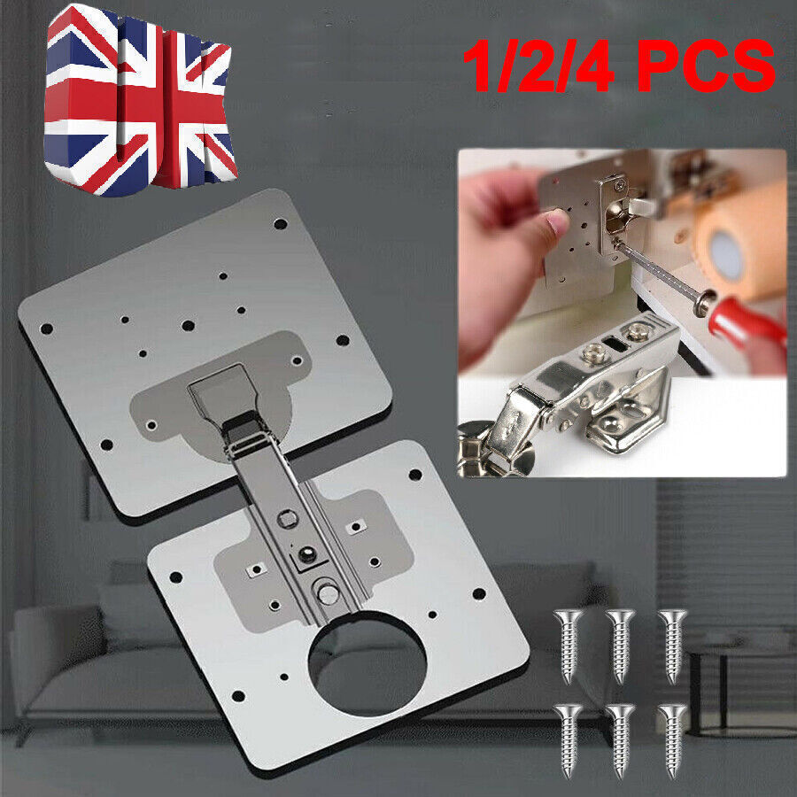 Kitchen Cupboard Door Hinge Repair Kit Plate and Fixing Screws Cabinet ...