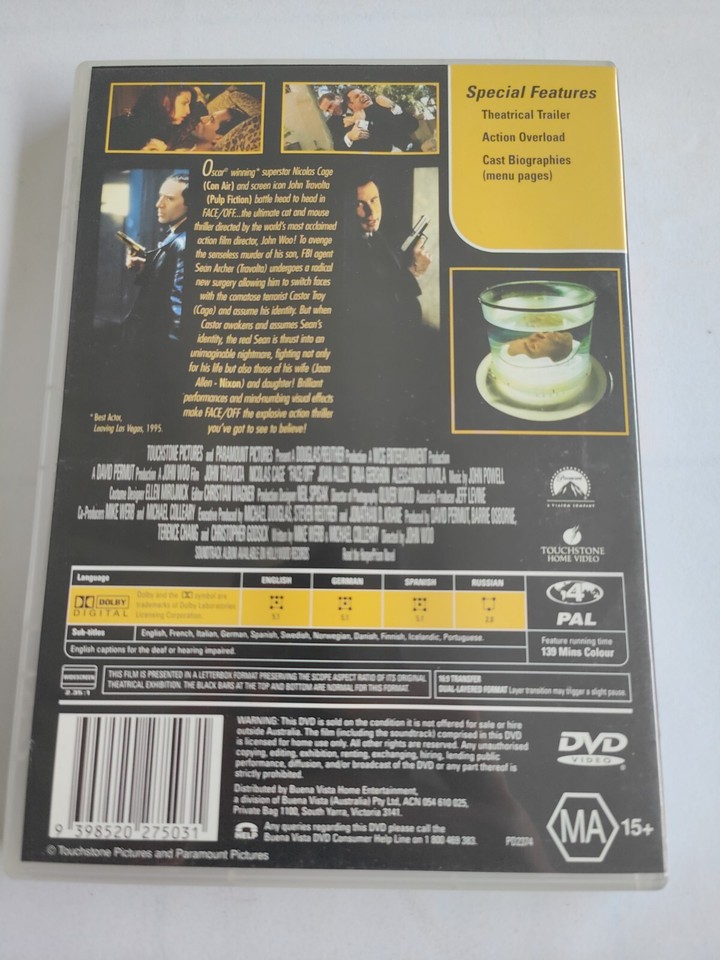 Face Off (DVD) John Travolta Nicolas cage - action drama epic VGC ...