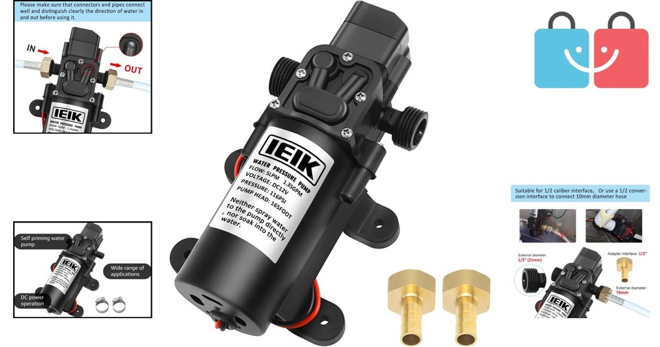 High-Performance DC 12V Sprayer Pump - Maximum Flow Rate 1.35GPM for ...