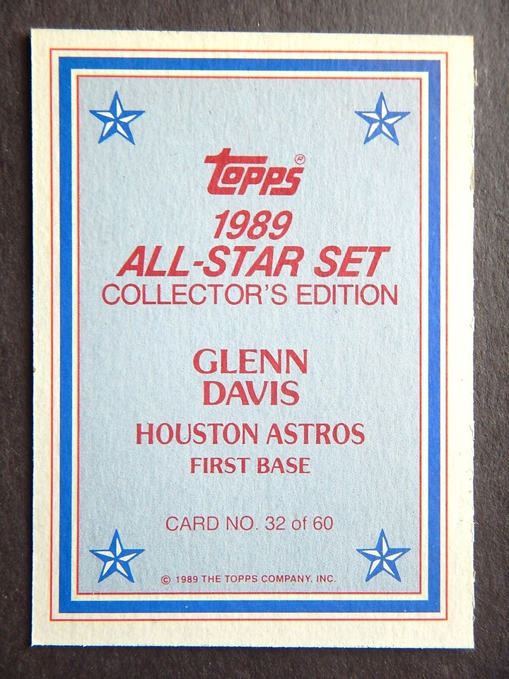 Glenn Davis #32/60 Topps 1989 Baseball Card (Houston Astros) VG | eBay