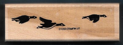 CANADIAN GEESE in FLIGHT NATURE SCENE Wildlife Stampin Up! wood RUBBER ...