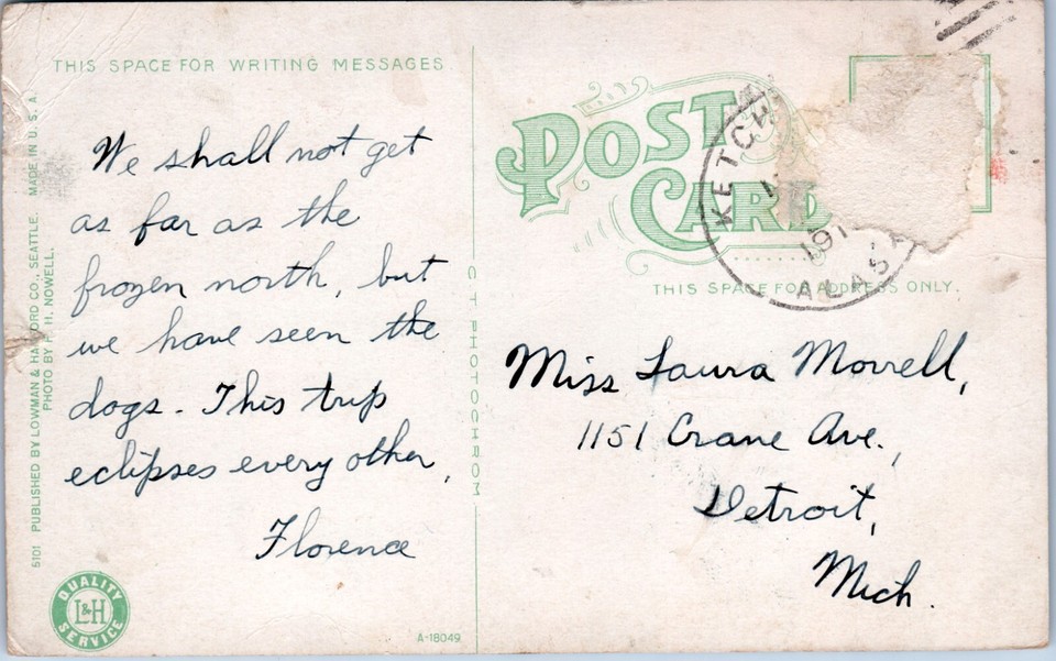 Crack Dog Team Alaska sled sports Lowman & Hartford Postcard | eBay