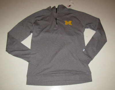 MICHIGAN WOLVERINES Heather Gray 1/4 Zip Pullover Mens Small S NWT | eBay