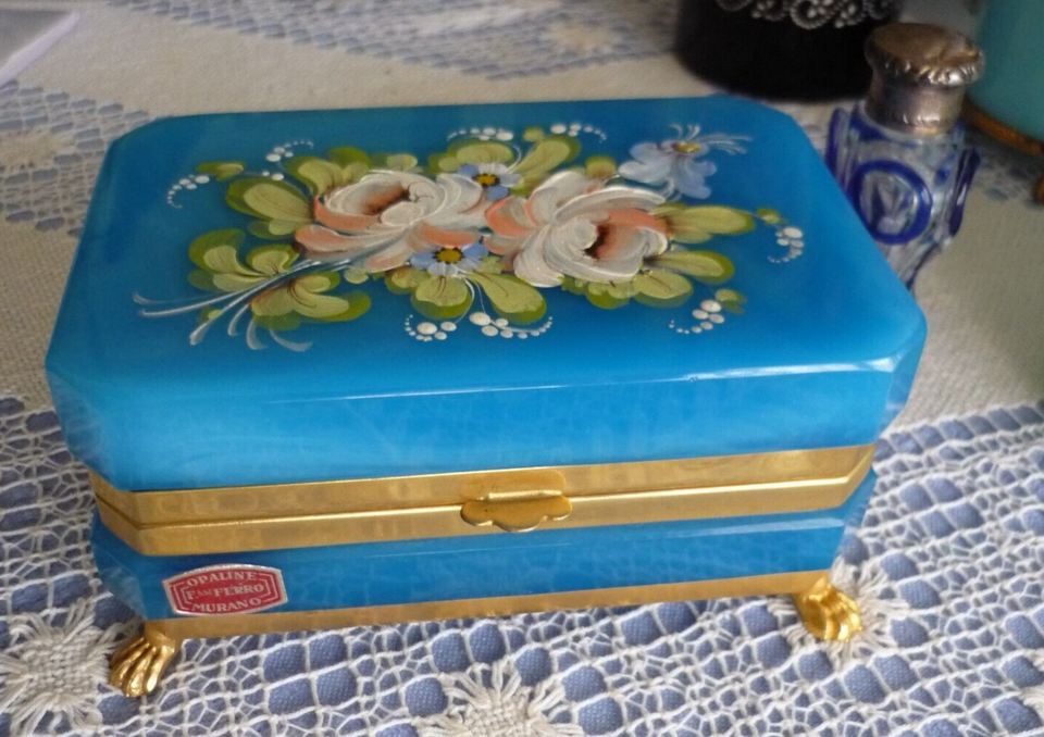 Vintage French or Italian Rectangular Light Pink Purple Opaline Glass ...