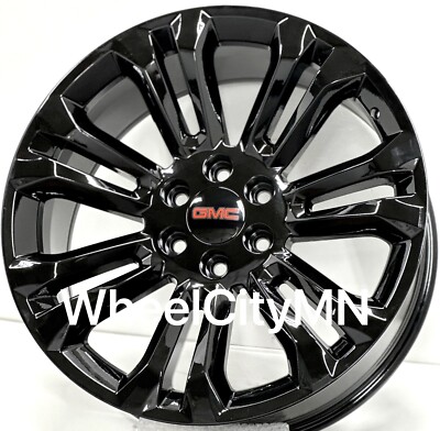 24" gloss black OE 5666 replica 84346100 rims fits GMC Sierra Yukon ...