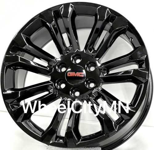 24" gloss black OE 5666 replica 84346100 rims fits GMC Sierra Yukon ...