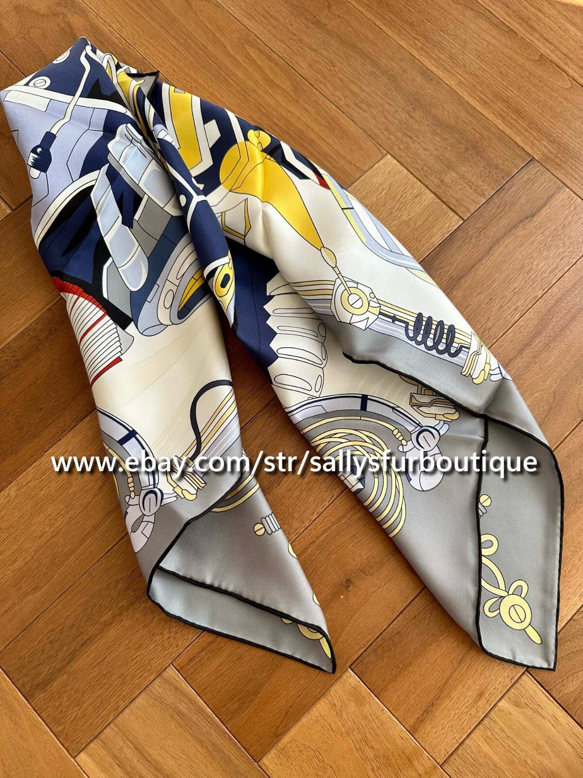 Sallys Boutique 18 Momme Twill Silk Wrap Scarf Cloth Print Double Face ...