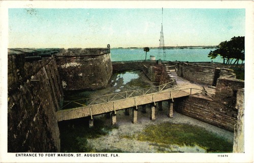 Entrance to Fort Marion St Augustine FL White Border Unposted Postcard ...