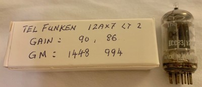 1 x Telefunken 12AX7/ECC83 smooth plate tube, diamond logo, tested ...