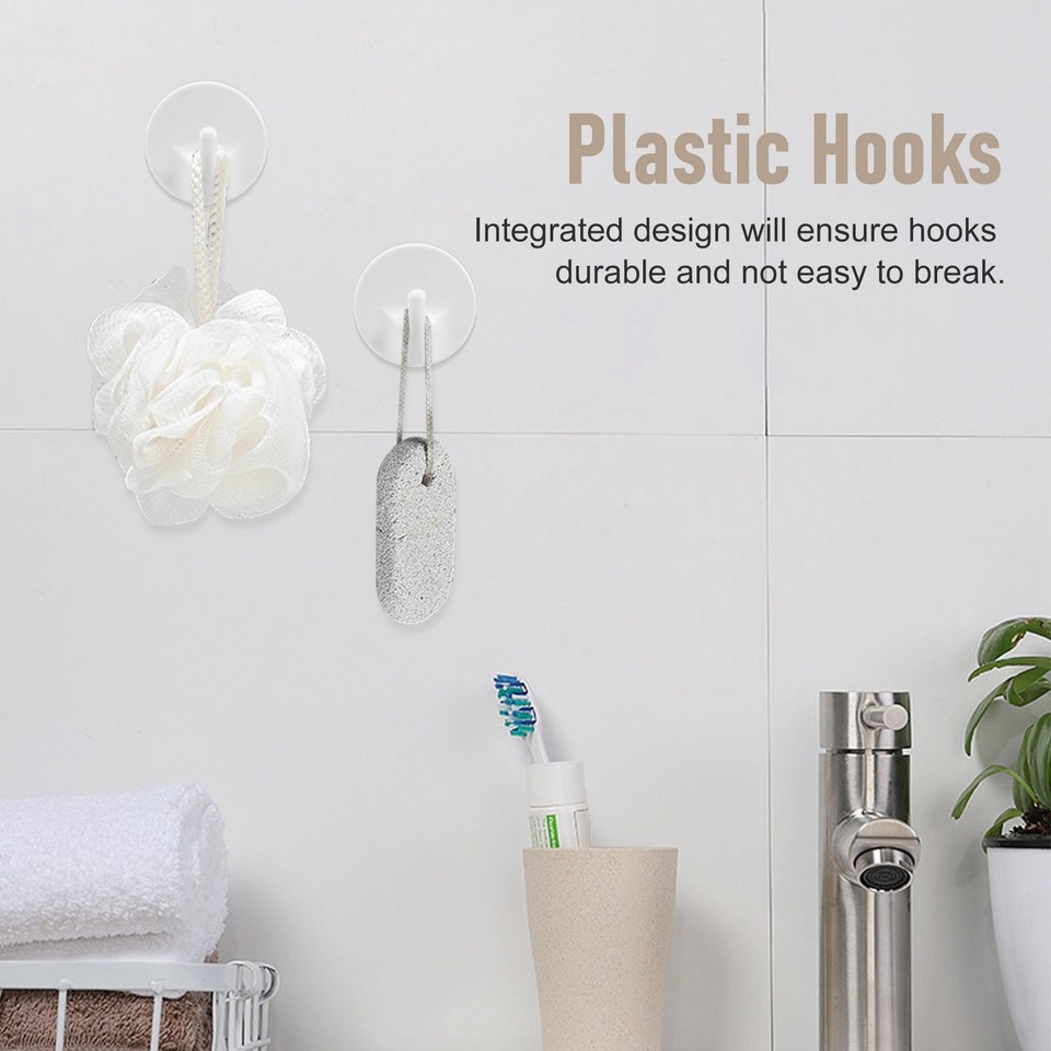 12 Pcs Plastic Hooks Self Adhesive, Sticky Hooks Removable Wall Hooks ...