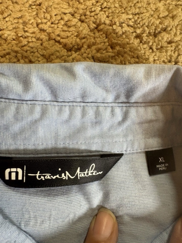 Travis Mathew Golf Polo Shirt Men XL Light Blue PGA West Logo ...