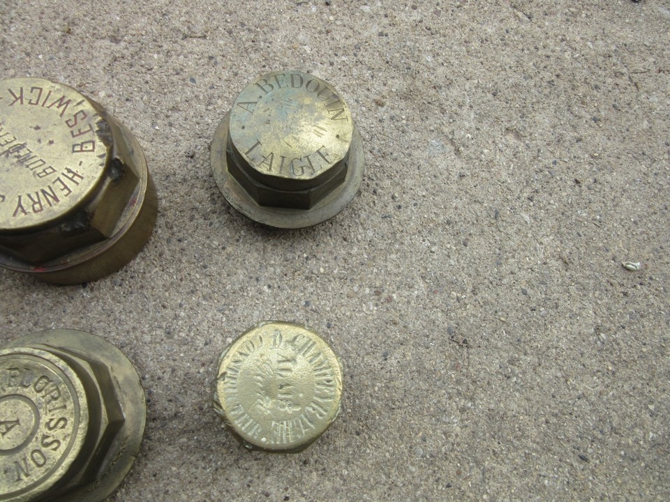 Lot of 8 Vintage Antique Brass Hubcap Grease Wheel Center Cap - Wagon ...
