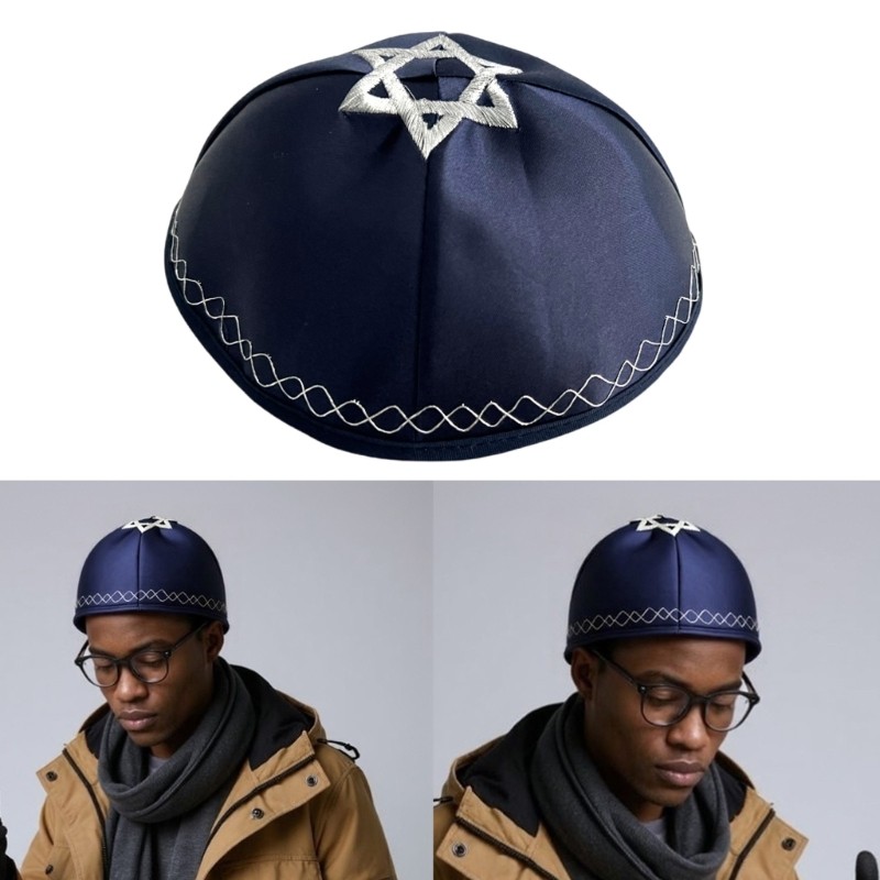 Durable Traditional Kufi Hat Jewish Cap In Blue For Cultural ...