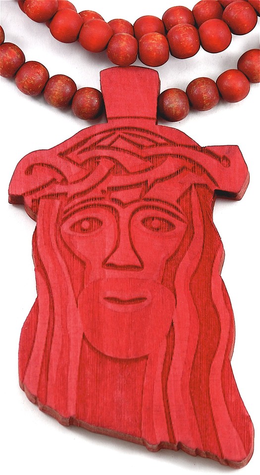 Jesus New Wood Style Pendant with 36 Inch Bead Chain or Jesus Rosary ...