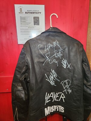 SLAYER Autographed Leather Jacket BECKETT COA Tom Araya, Kerry King ...