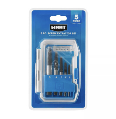 HART 5-Piece SCREW EXTRACTOR SET #1, #2, #3, #4, #5 Bolt / Screw ...