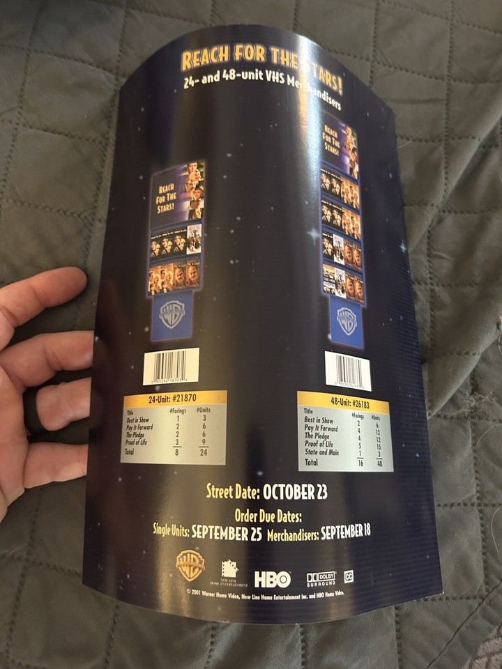 2001 Warner Bros VHS Promo Ad Sale Brochure Of HBO movies (rare) 11x8.5 ...