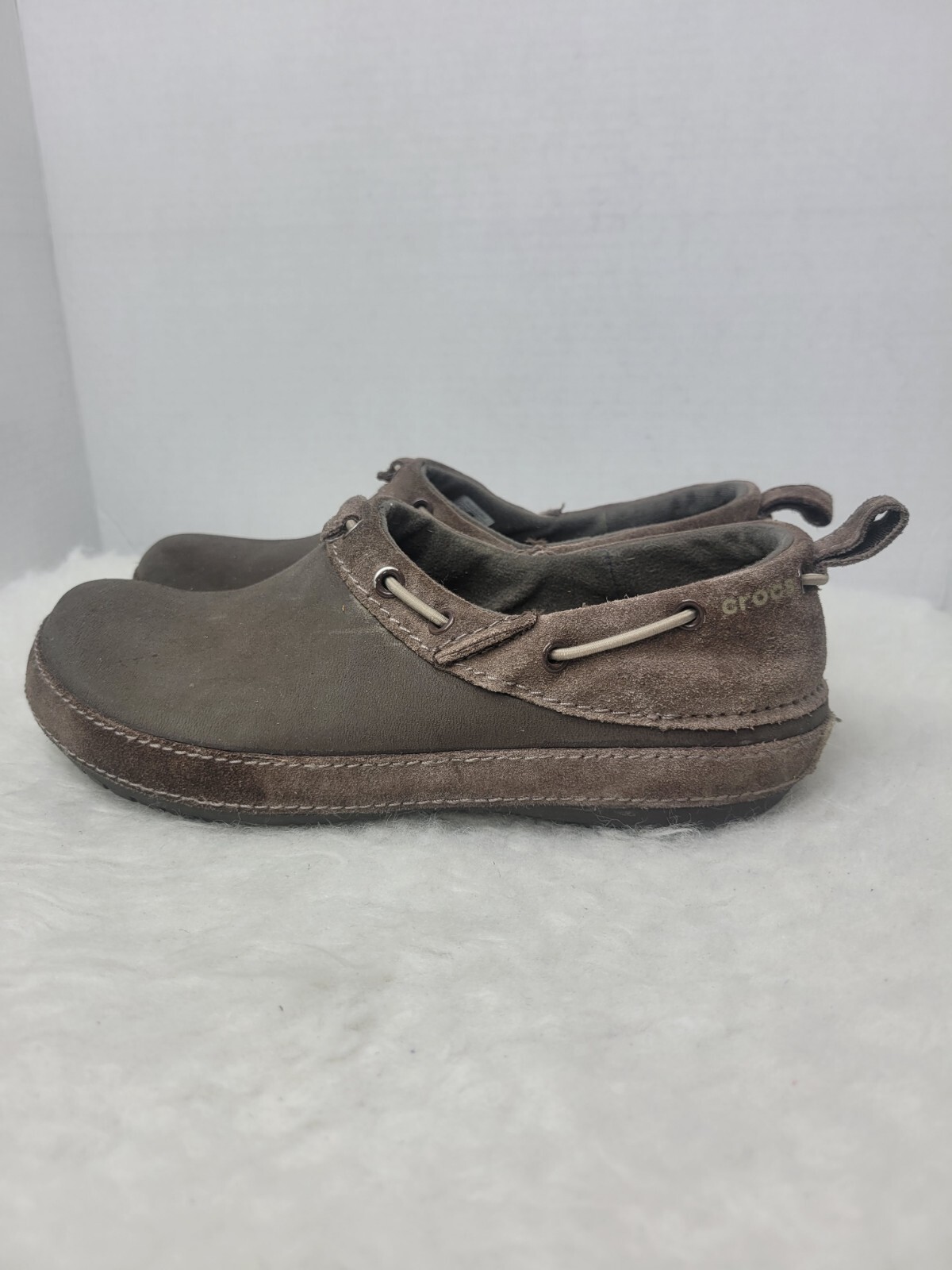 Crocs Surrey Casual Comfort Slip On Clogs Brown Suede… - Gem