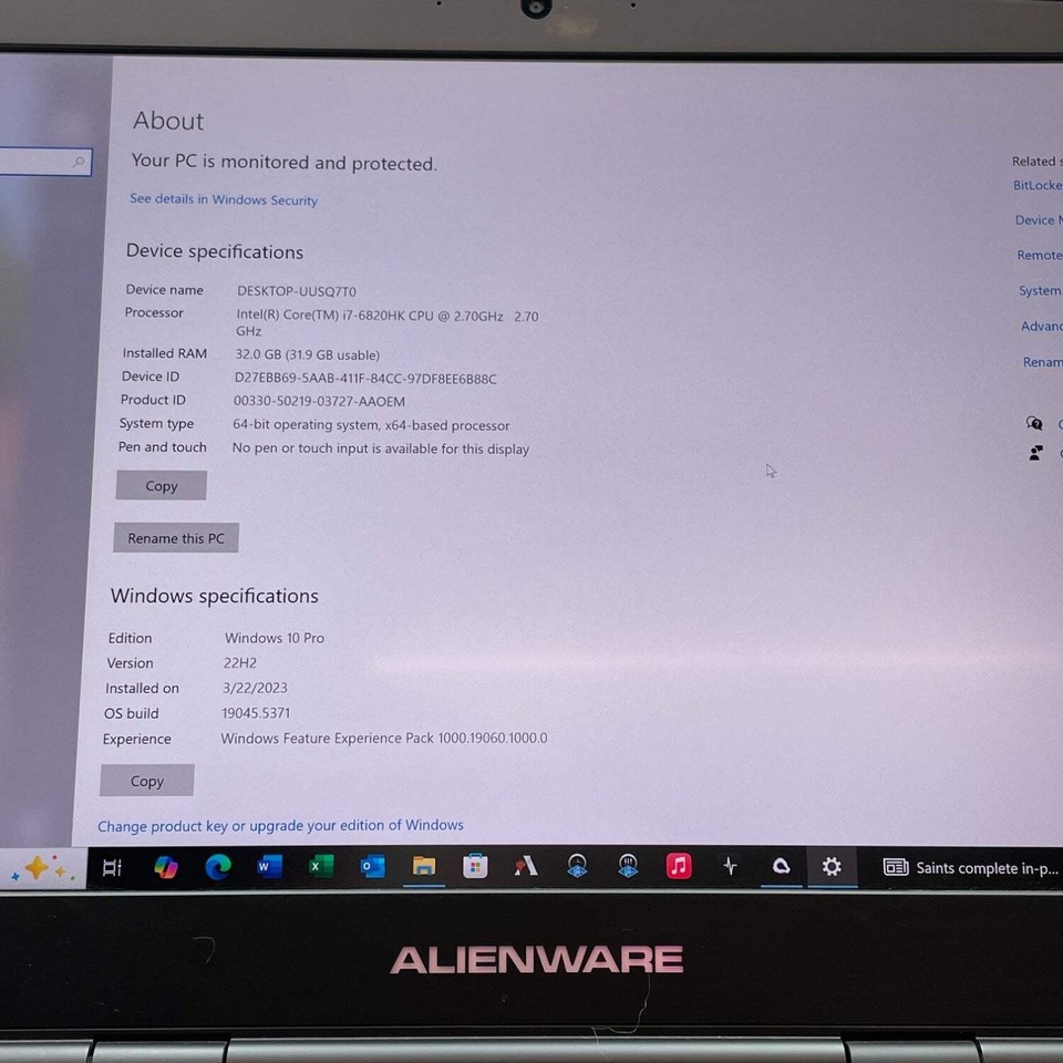 Broken Alienware p43F R2 17.3" i7-6820HK 32GB RAM 1TB SSD 1TB HDD GTX ...
