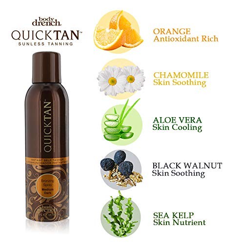 Body Drench Quick Tan Instant Self-Tanner, Bronzing Spray, Medium Dark ...