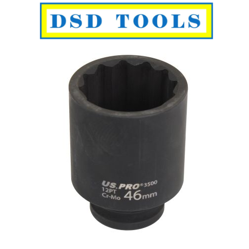 US PRO TOOLS 46mm 1/2" dr 12 Point Deep Impact Socket 85mm Long 3500 ...