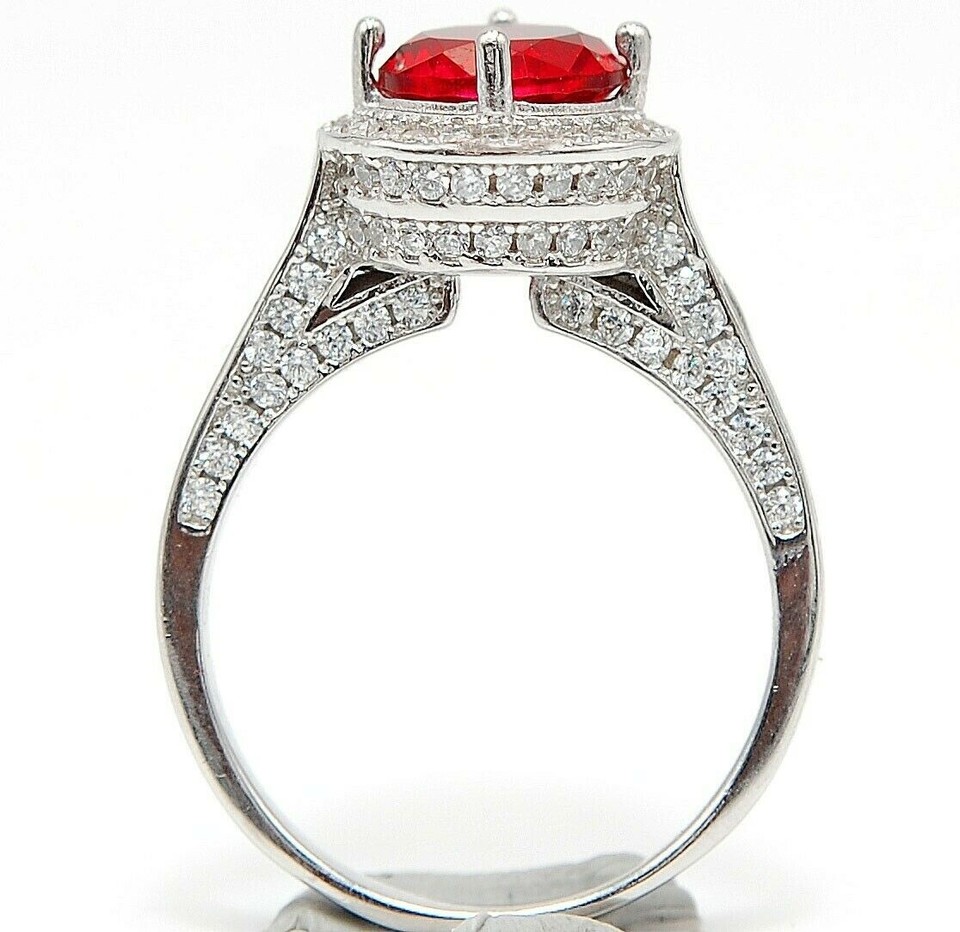 4CT Treated Ruby & White Topaz 925 Sterling Silver Ring Jewelry Sz 9 &5 ...