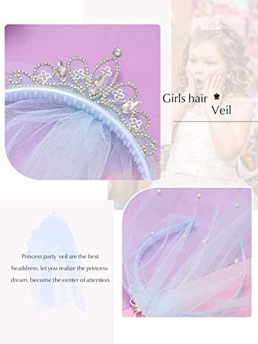 Kilshye Princess Taira Headband Blue Pearl Veil Rhinestone Crown ...