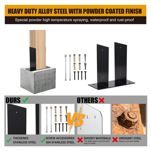 NTUD 4 Pack 6x6 Post Base Brackets Heavy Duty Wood Post Fence Post ...